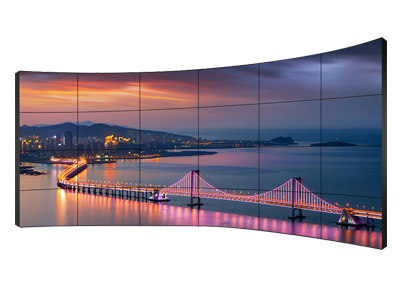 Commercial display on the video wall, digital signage and hand ...